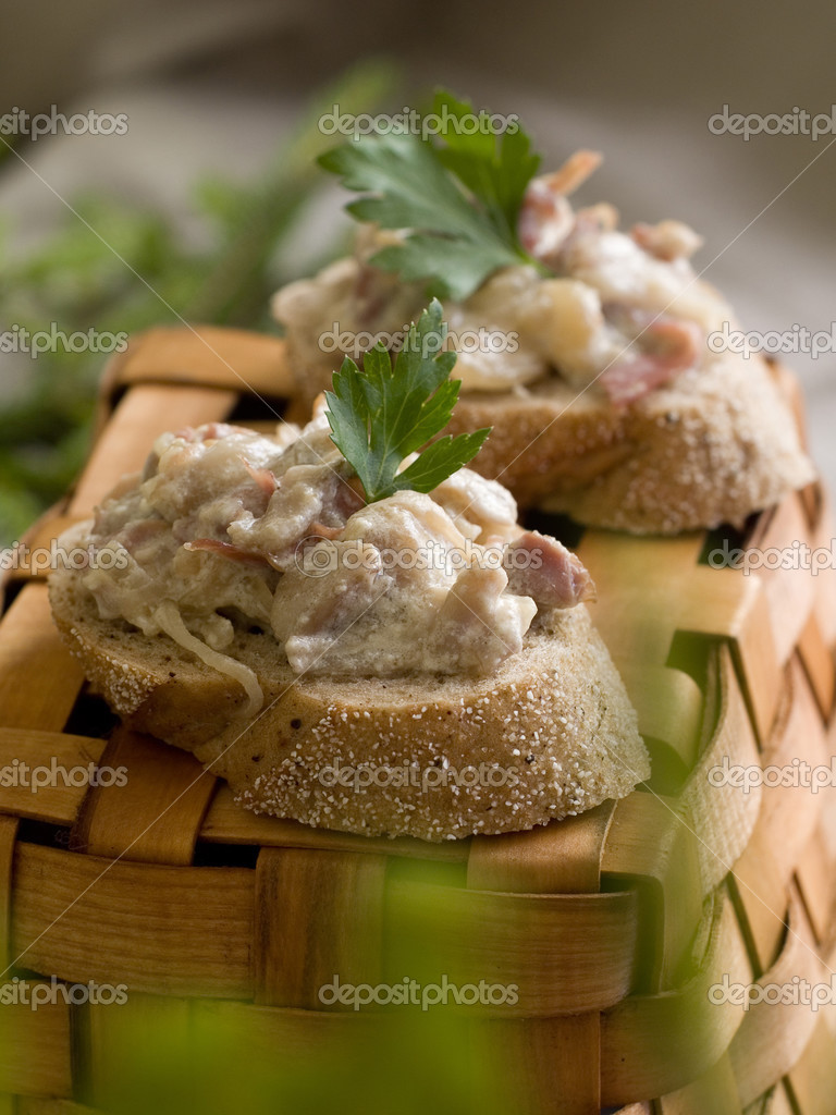 Canapes with ham Stock Photo by ©Wiktory 48253791