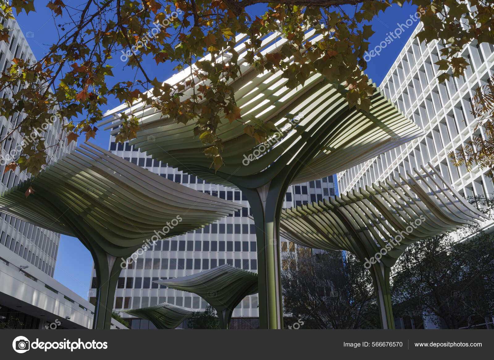 Image Shows Juxtaposition Architectural Art Modern Office Buildings ...