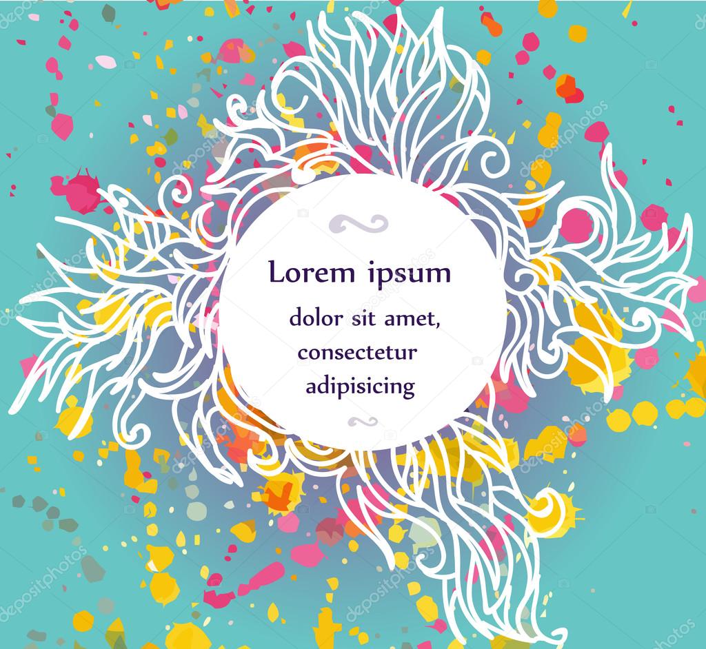 Vector hand drawn watercolor background with decorative label Stock ...