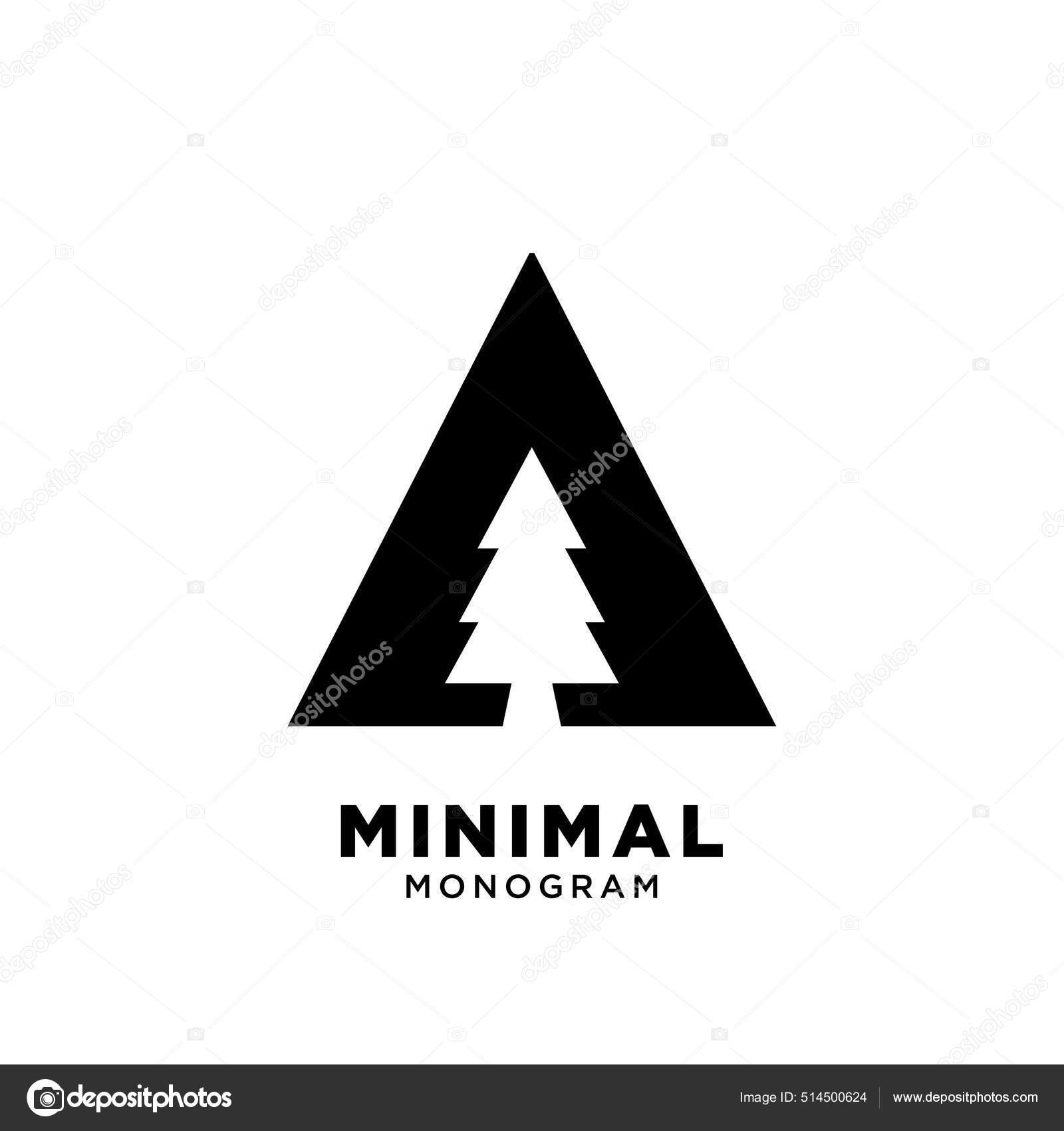 Letter Pine Tree Initial Vector Logo Design Isolated White Background ...