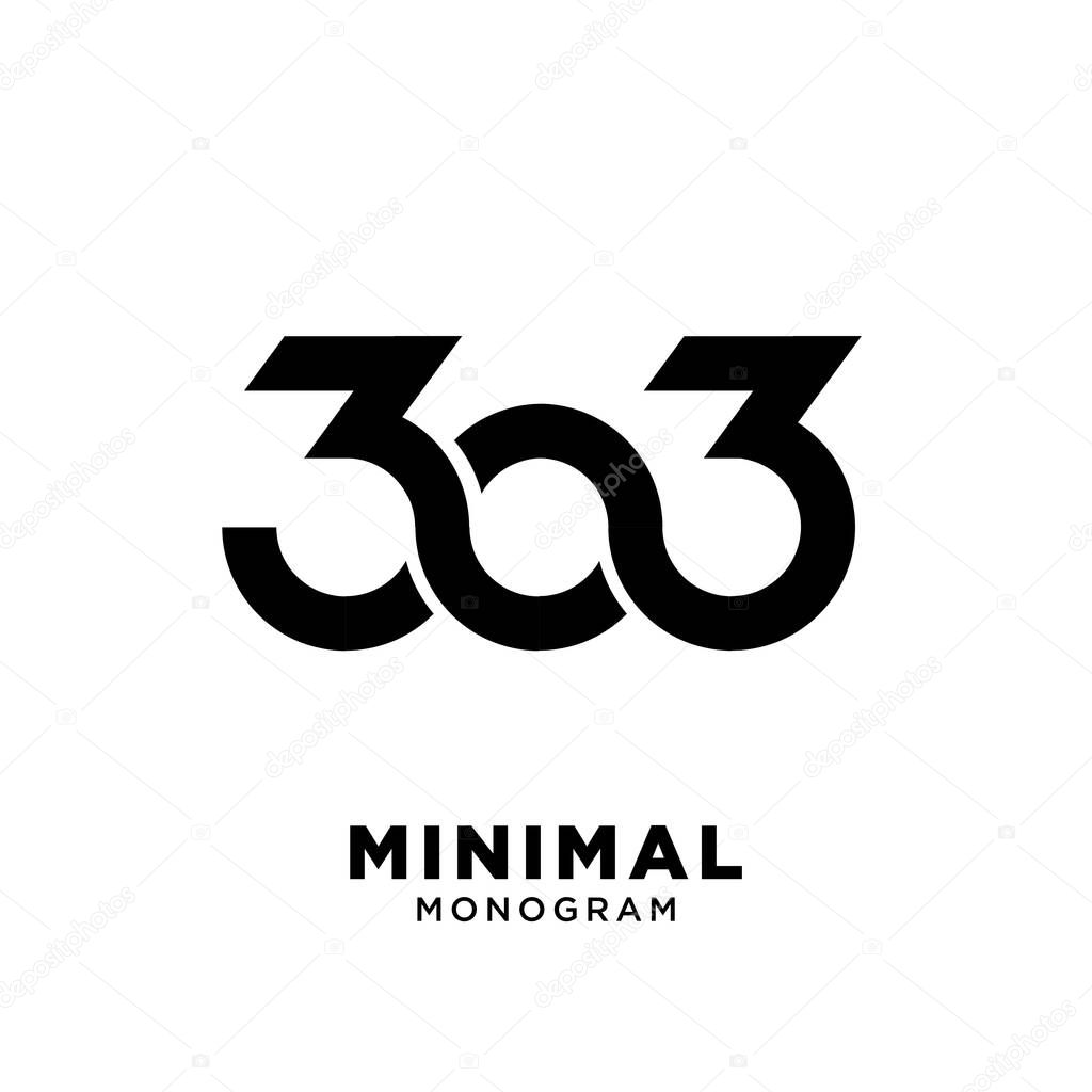 mínimo 303 Negro Número vector Logotipo Diseño aislado fondo blanco 2023