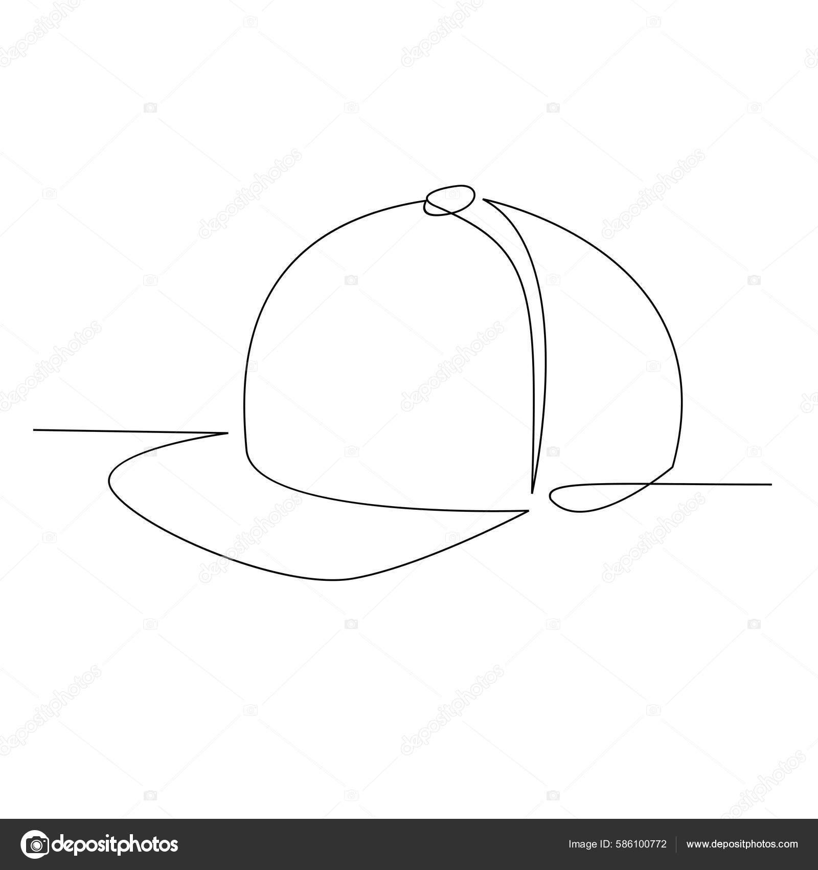 Hat Cap One Line Single Line Continuous Line Drawing Isolated Vector de ...