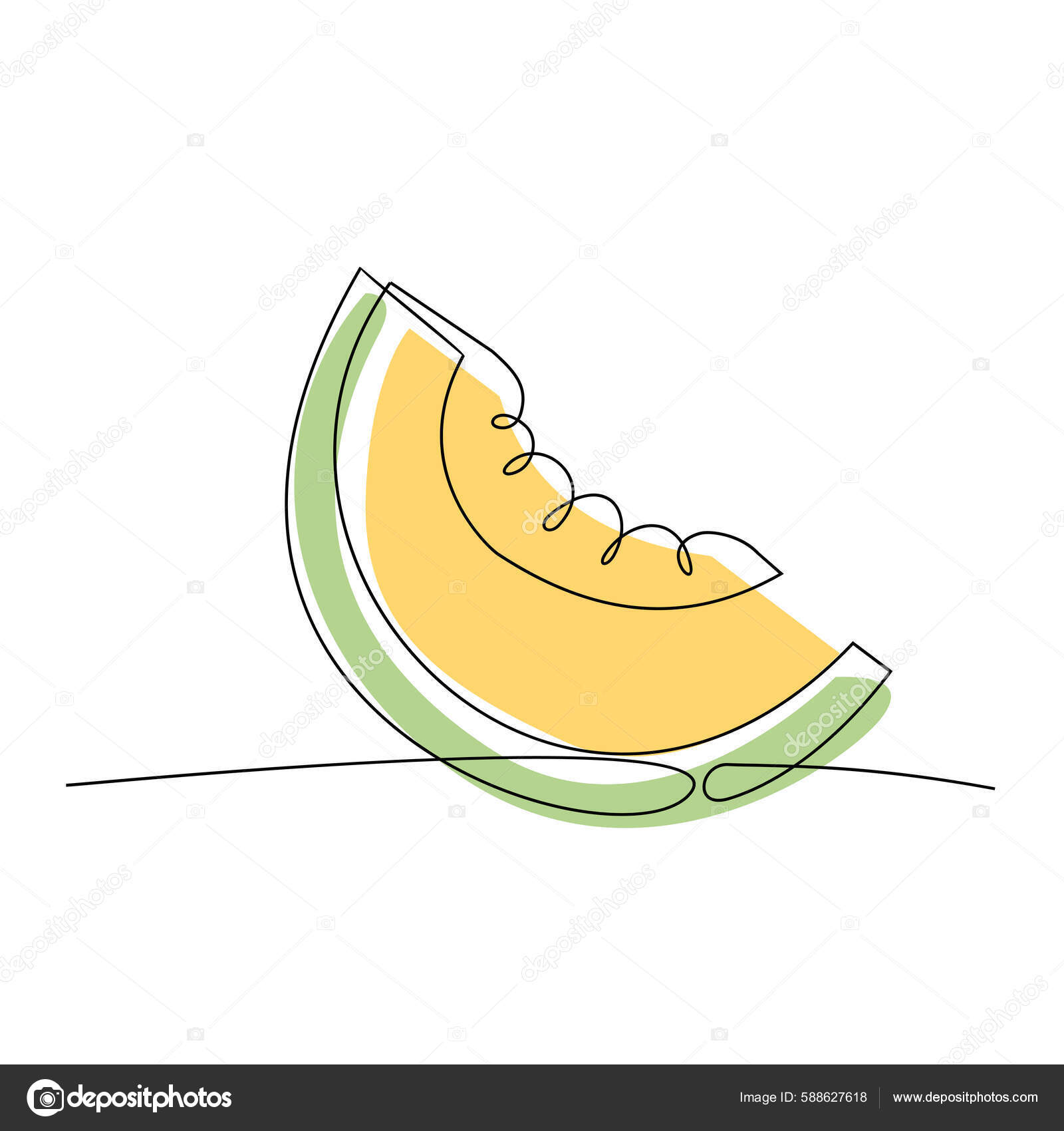 One Single Line Drawing Sliced Healthy Organic Fresh Melon Colorful ...