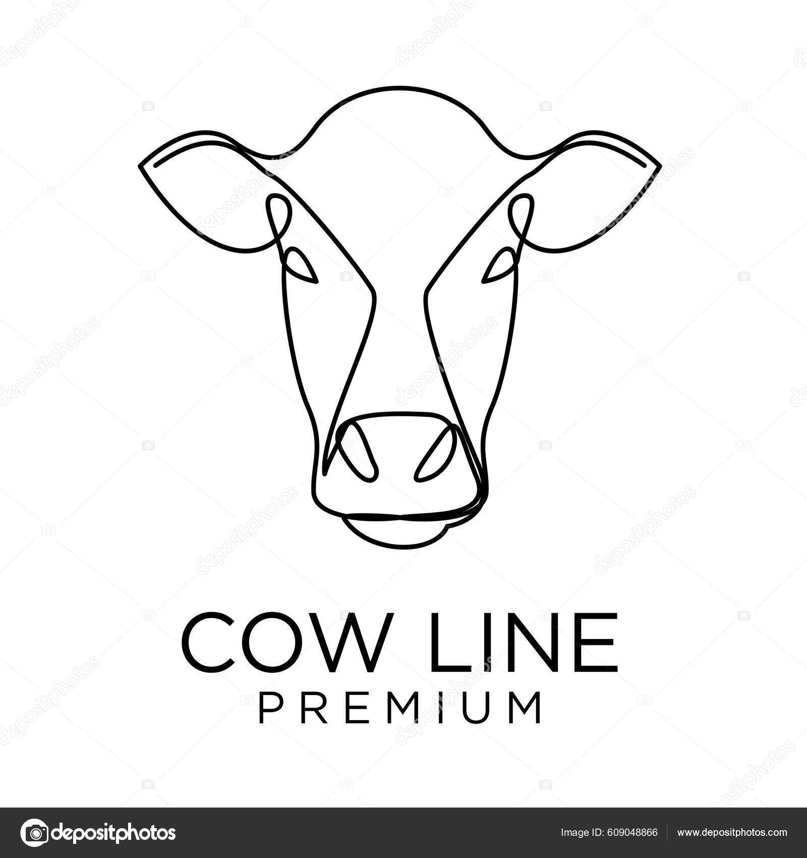 Cow Farm Line Mono Single Drawing Logo Icon Design Template Stock ...