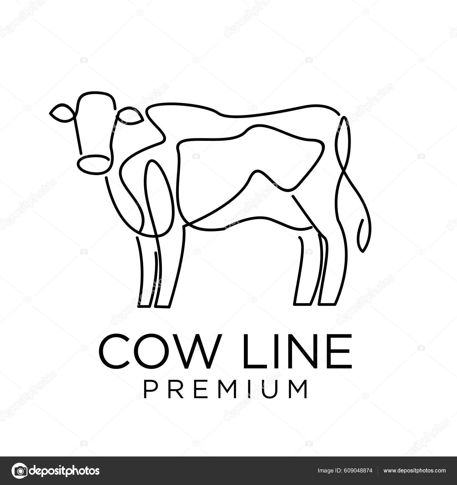 Cow Farm Line Mono Single Drawing Logo Icon Design Template Stock ...