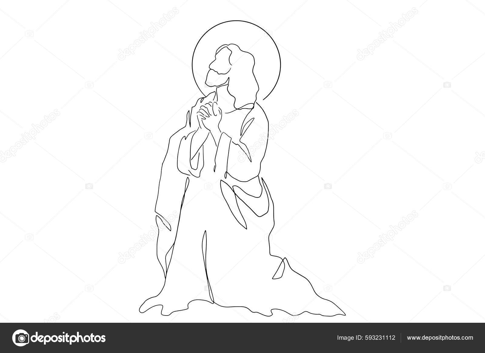 Continuous Line Drawing Jesus Christ Vector Illustration Testament ...