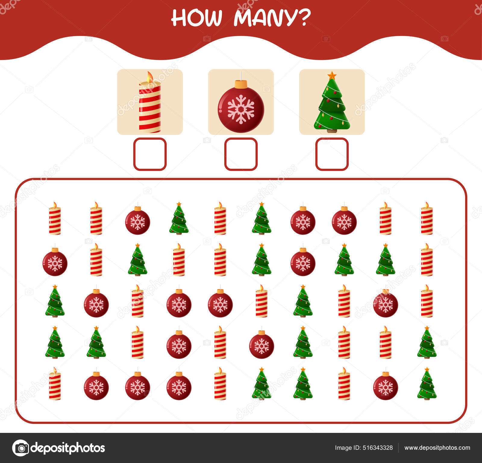 How Many Cartoon Christmas Counting Game Educational Game Pre Shool ...