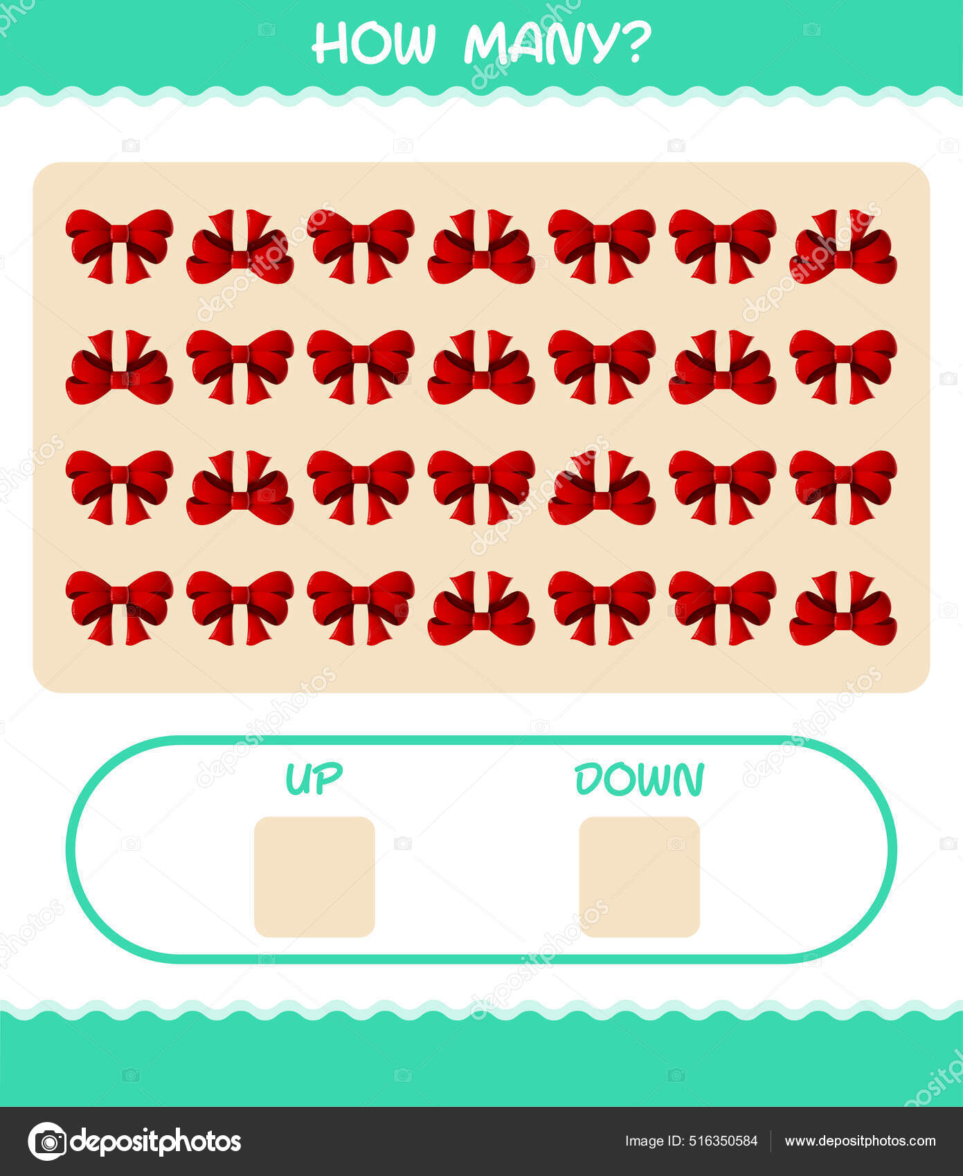 How Many Cartoon Ribbon Counting Game Educational Game Pre Shool Stock ...