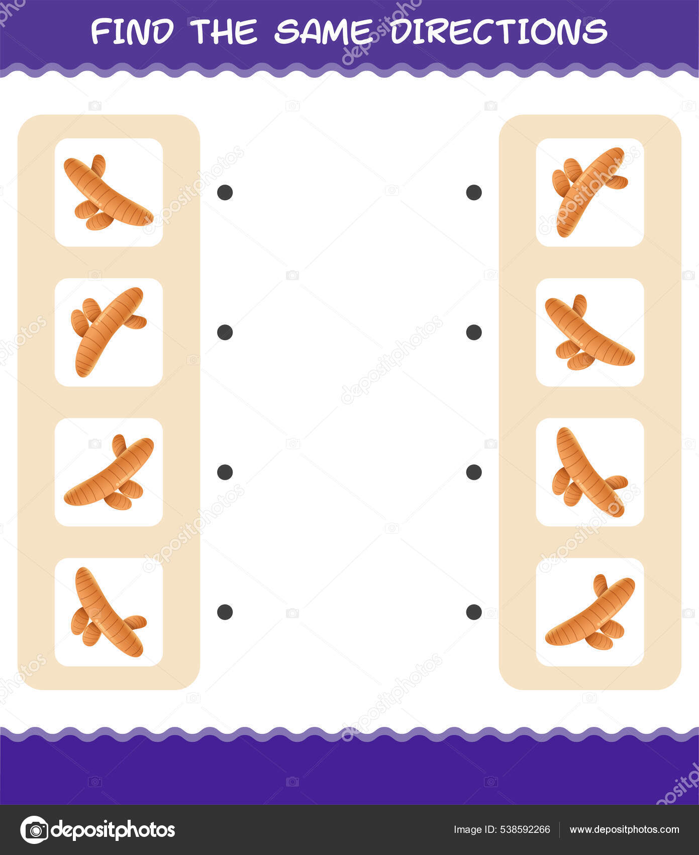 Match Same Directions Turmeric Matching Game Educational Game Pre Shool ...