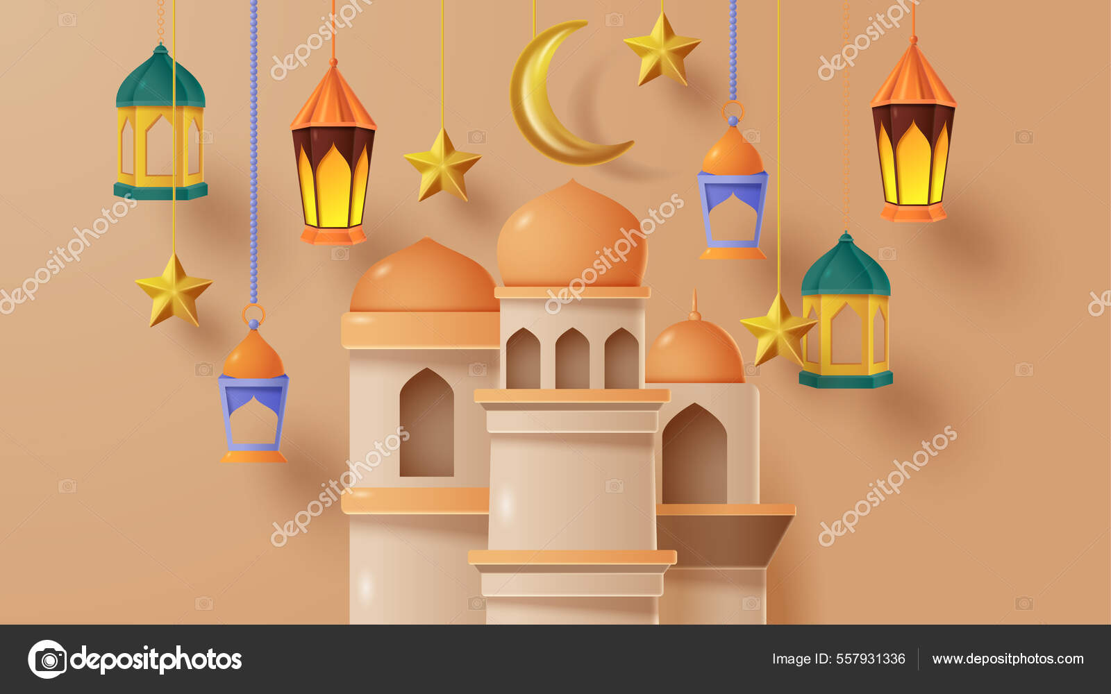 Islamic Display Podium Decoration Background Islamic Ornament Vector ...