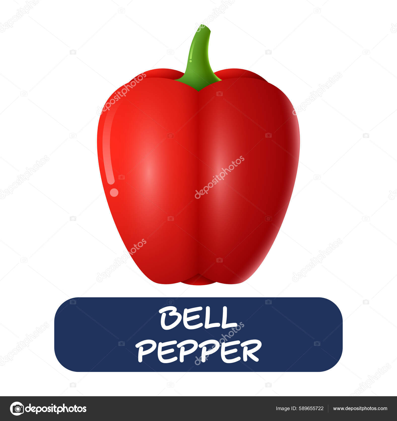 Cartoon Bell Pepper Vegetables Vector Isolated White Background Stock ...