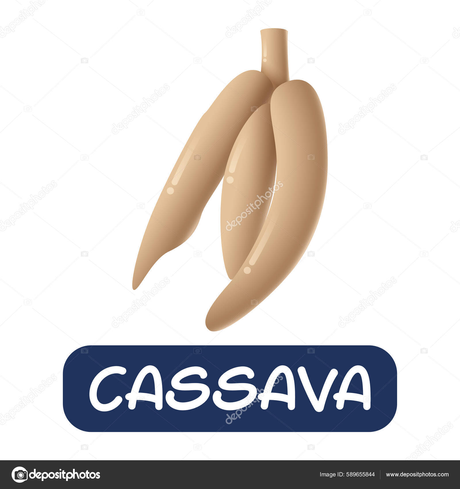 Cartoon Cassava Vegetables Vector Isolated White Background 스톡 벡터 ...