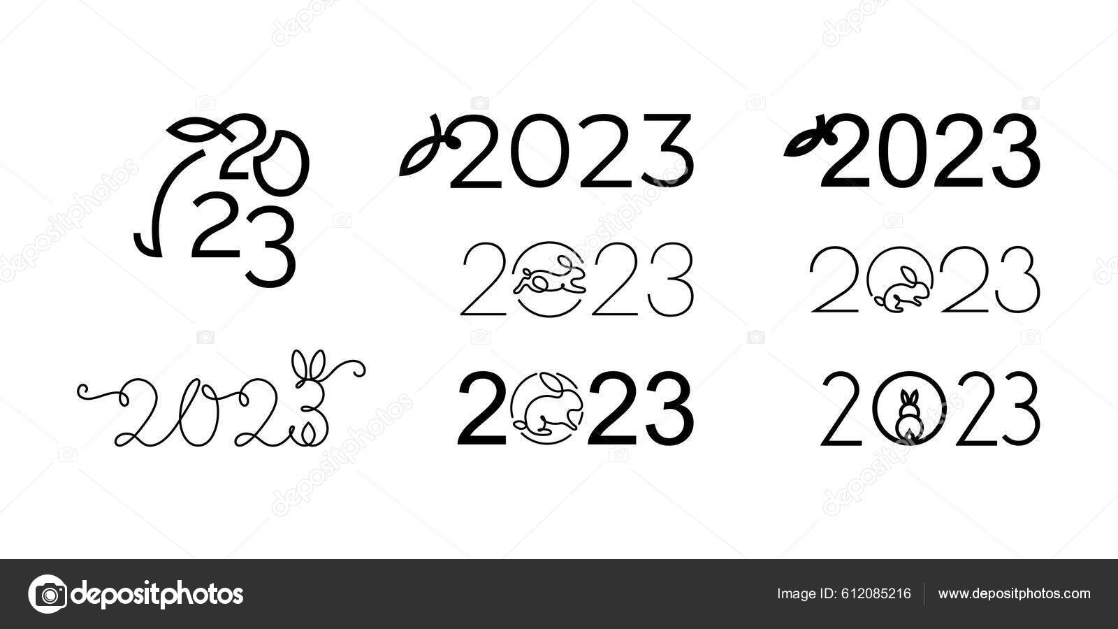 Set 2023 Number Design Template Collection 2023 Happy New Year Stock ...