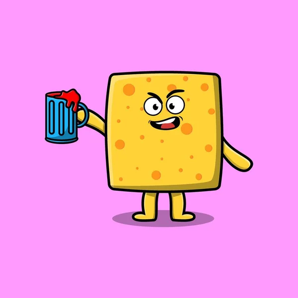 Maskot Kartun Manis Karakter Keju Sebagai Ilmuwan Dengan Reaksi Kimia ...