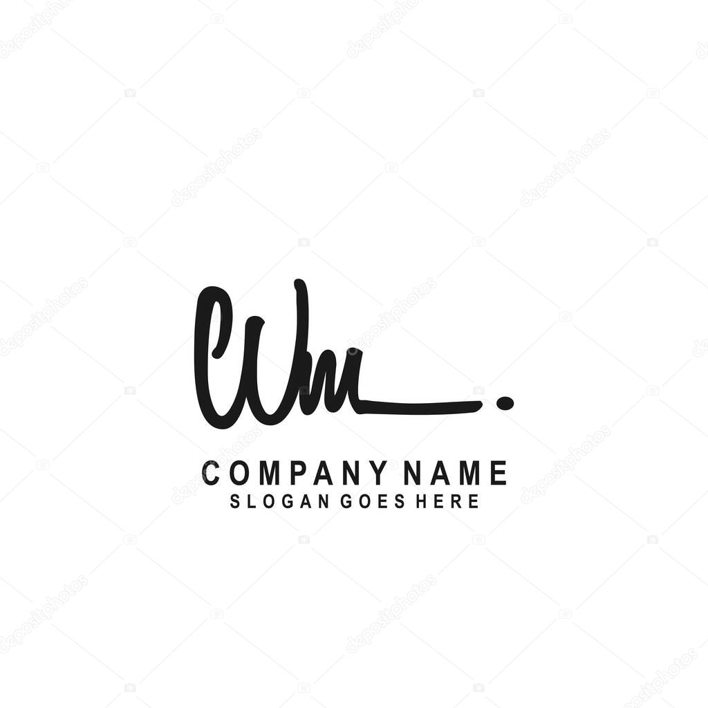 Carta inicial WM Firma caligrafía Logo Vector 2022