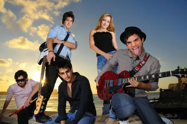 Group of hispanic young musicians posing - Stock Image - Everypixel