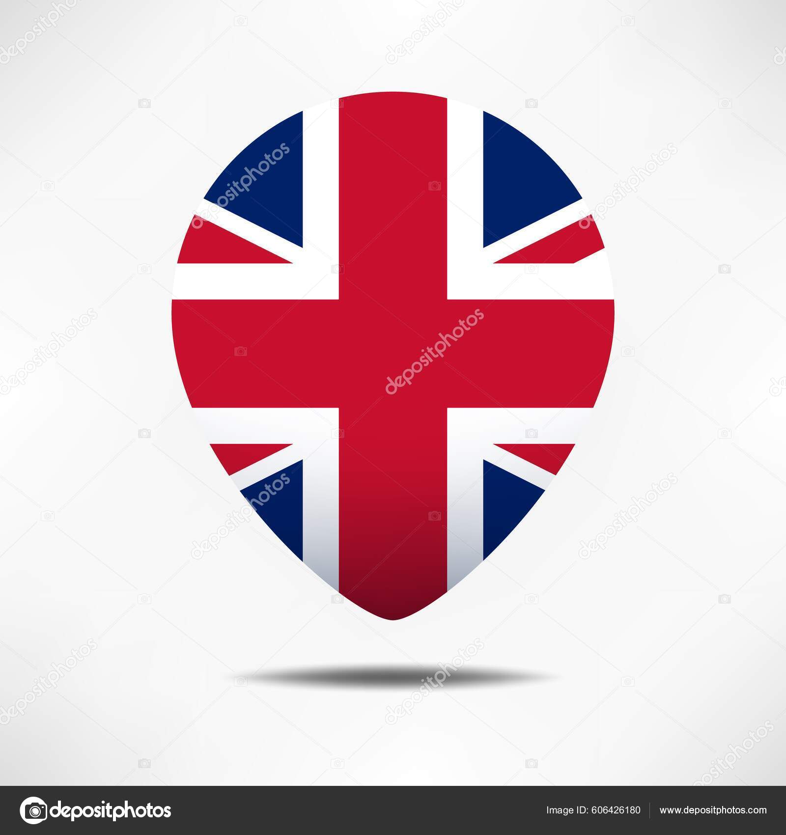 United Kingdom Map Pointers Flag Shadow Pin Flag — Foto de stock ...