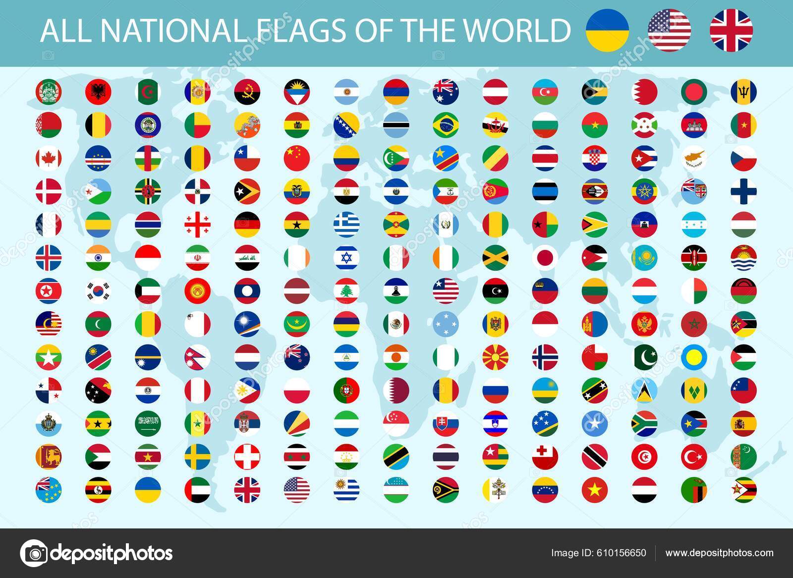 All National Flags World Shape Shadow Flag Isolated White Background ...