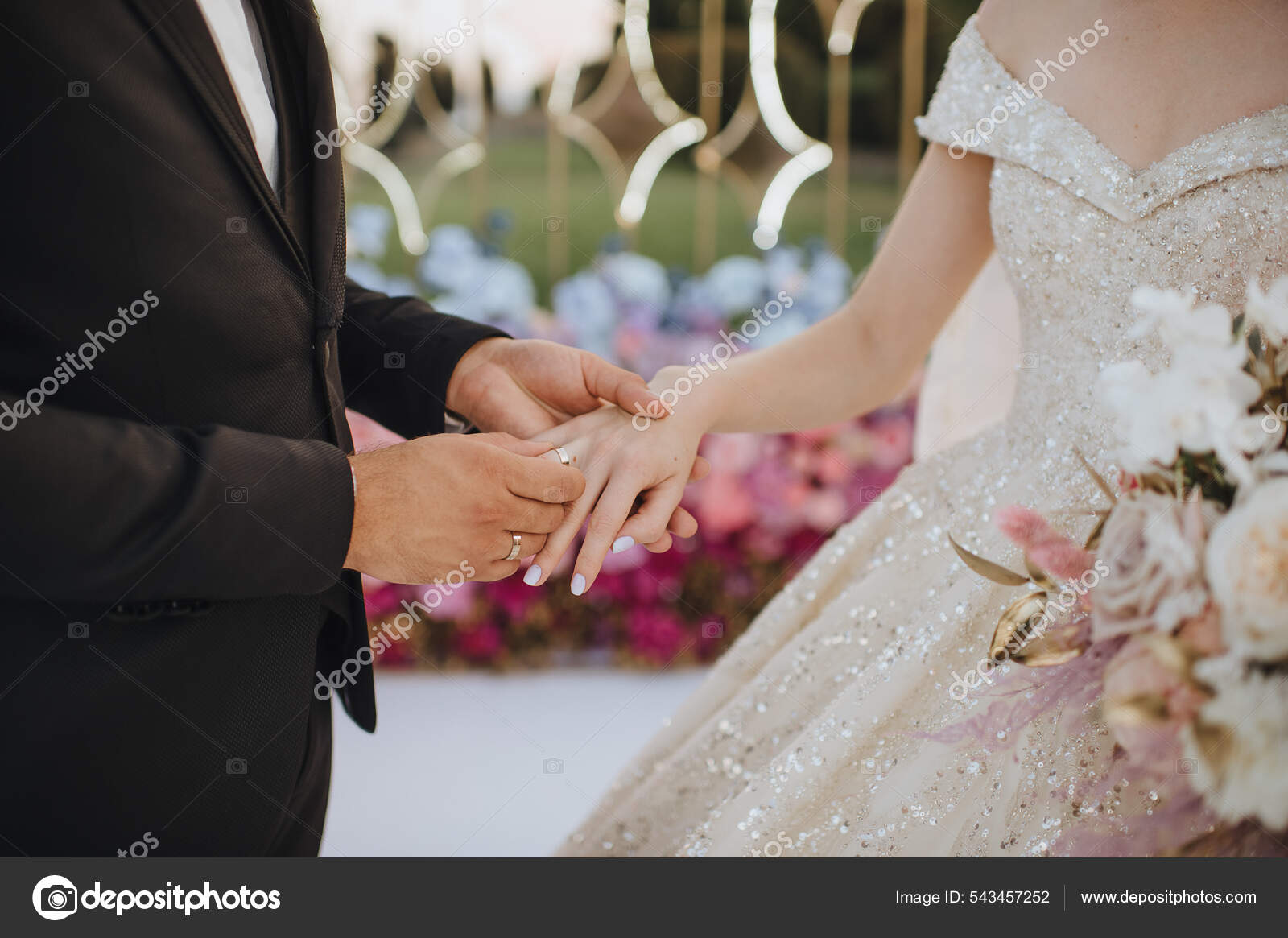 Marriage Wedding Ceremony Exchange Rings Close — Stock Photo © Mjade ...