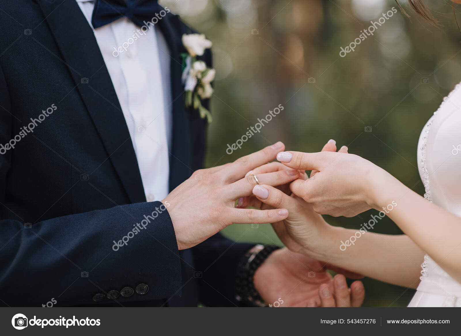 Marriage Wedding Ceremony Exchange Rings Close — Stock Photo © Mjade ...