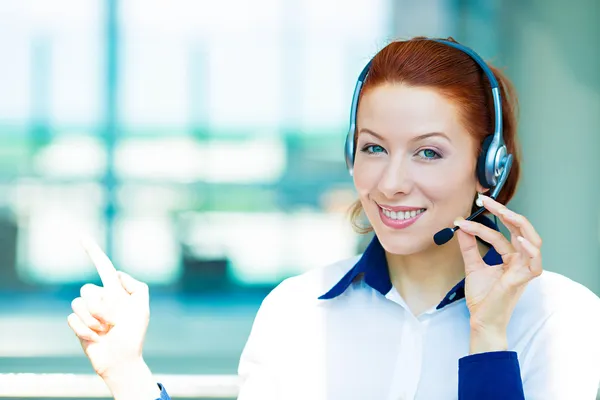 Customer service representative with hands free device Stock Photo by ...