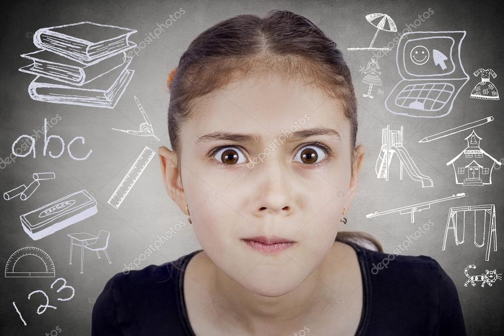 Surprised, confused funny looking little girl Stock Photo by ©SIphotography 48580043