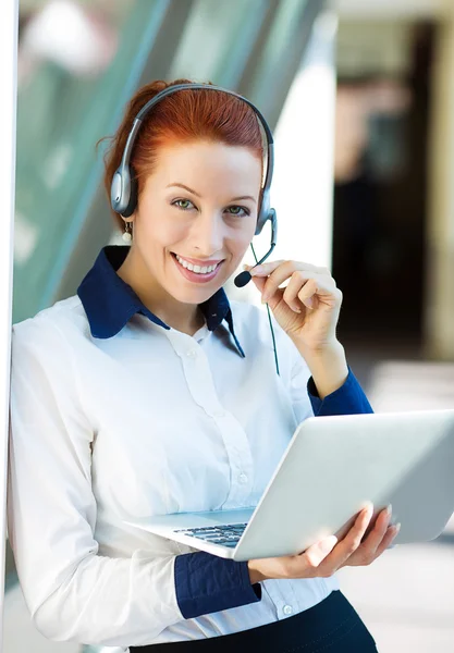 Customer service representative with hands free device Stock Photo by ...