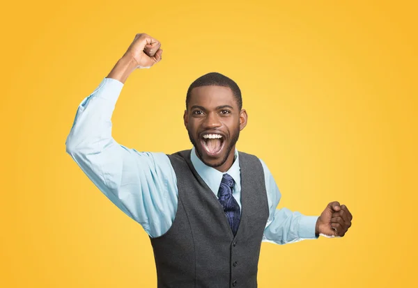 Excited happy man celebrates success, good outcome Stock Photo by ...