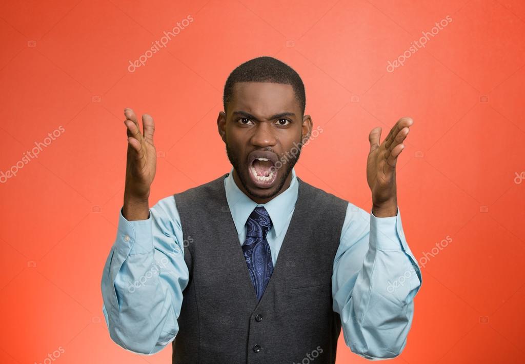 Angry mad, pissed off executive man screaming Stock Photo by ...