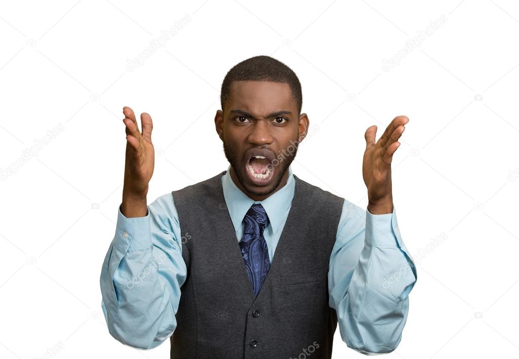 Angry mad, pissed off executive man screaming Stock Photo by ...