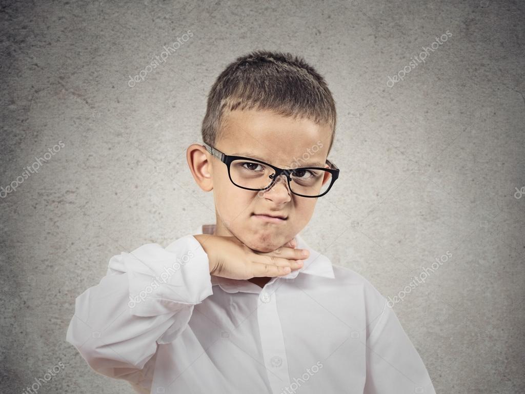 Angry boy, little man asking to cut it out — Stock Photo ...