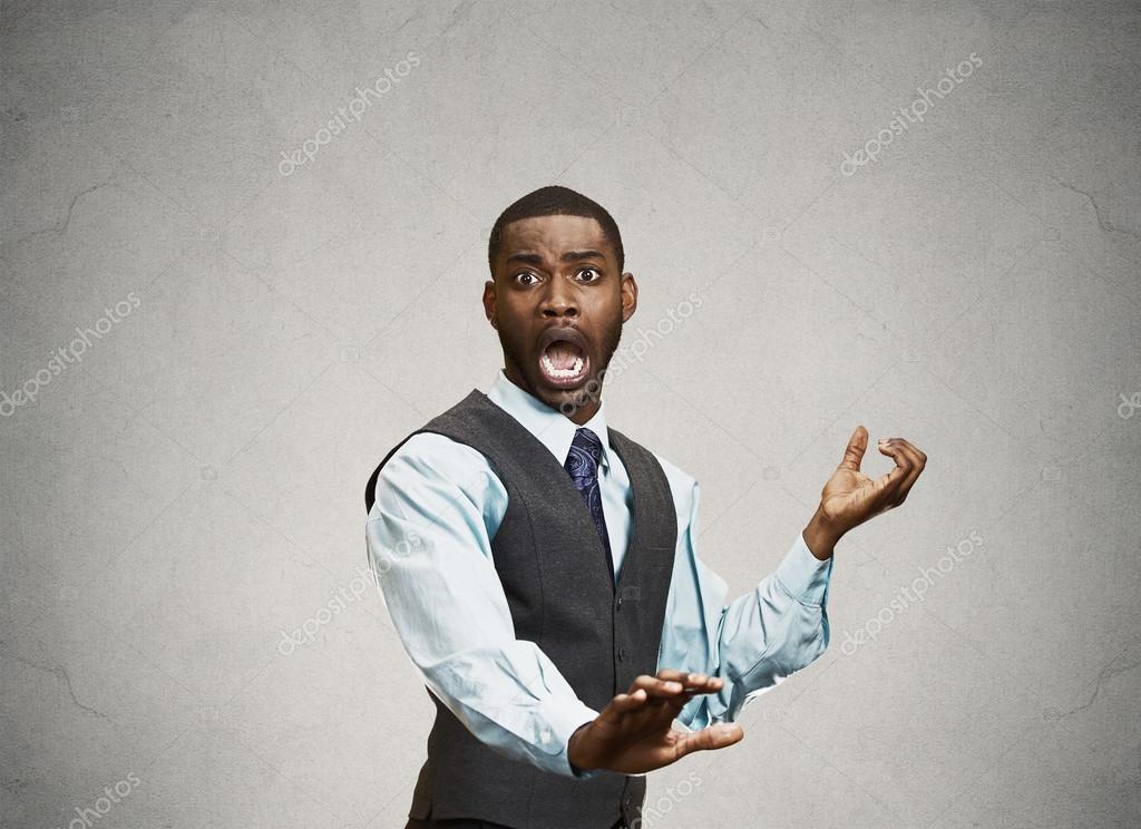 Young Man Holding His Hands Out In Fear Stock Photo by ©SIphotography ...