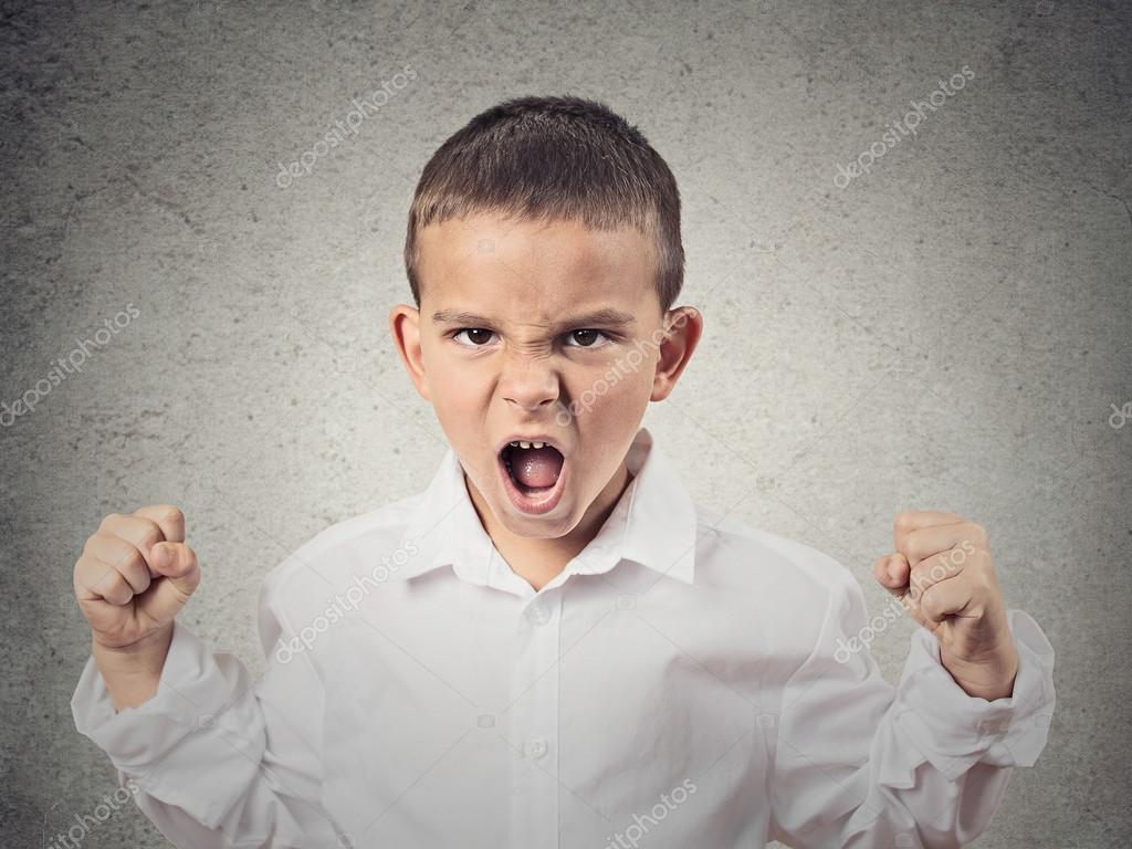 Angry boy screaming, demanding something — Stock Photo © SIphotography ...