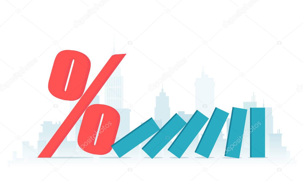 Concepto de tasa de interés e inflación. Vector de un signo porcentual ...