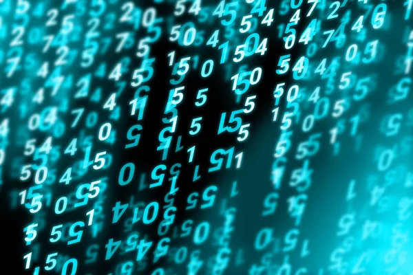 3d blue digital number background illustration with bright light ...