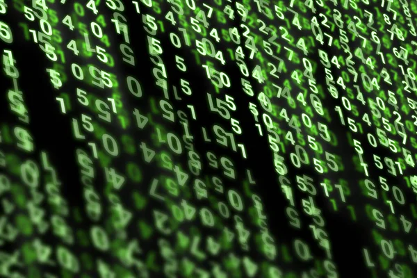 3d green digital number background illustration with bright light ...