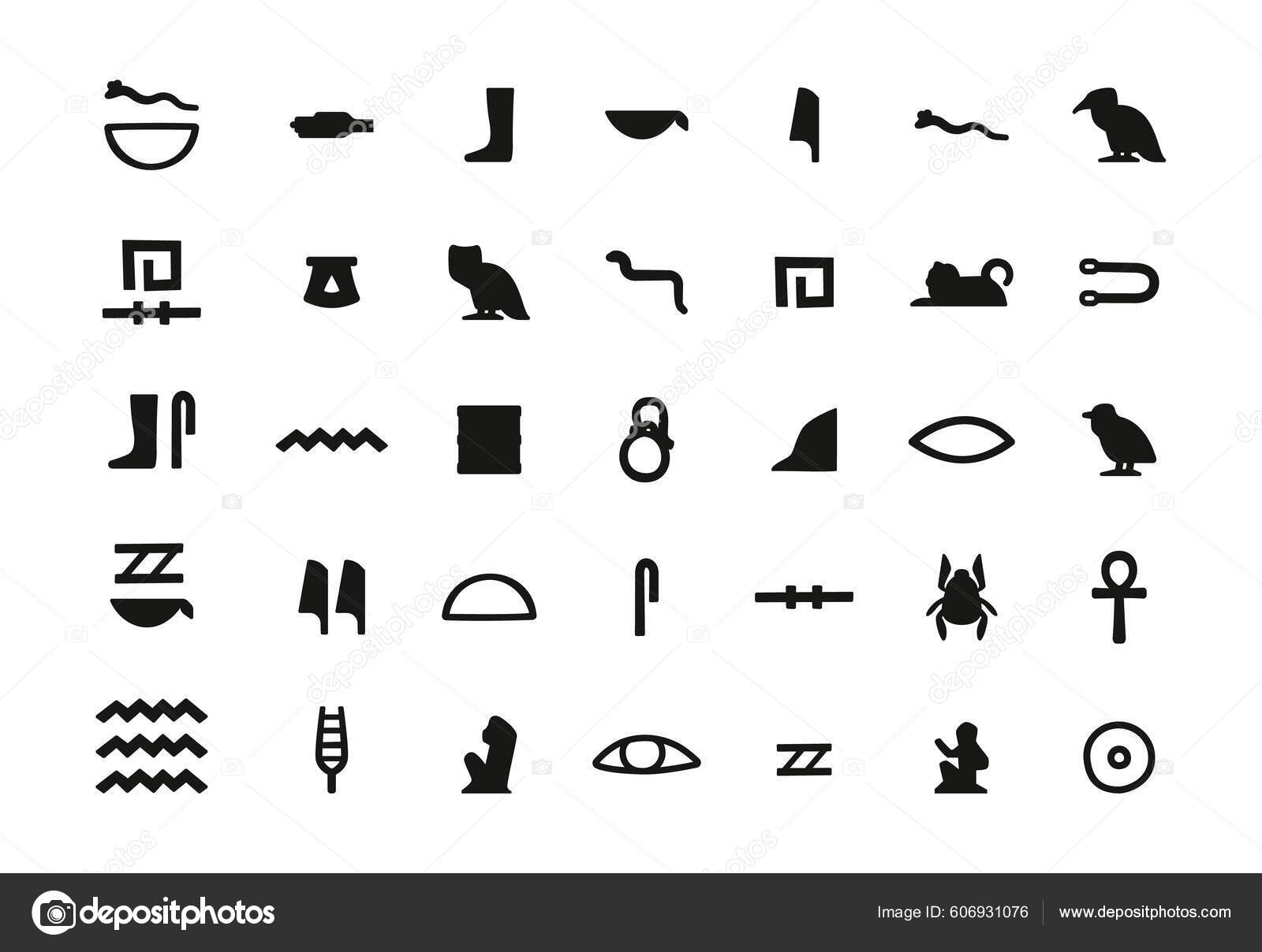Ancient Hieroglyphic Symbols Egyptian Hieroglyph Signs Old Manuscript ...