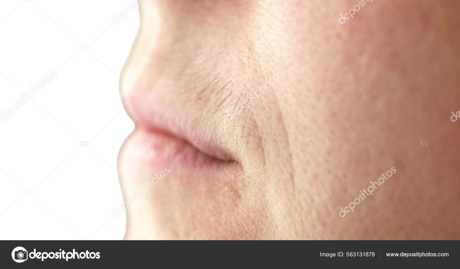 Female Mustache Close Mustache Upper Lip Woman Close Selective Focus ...