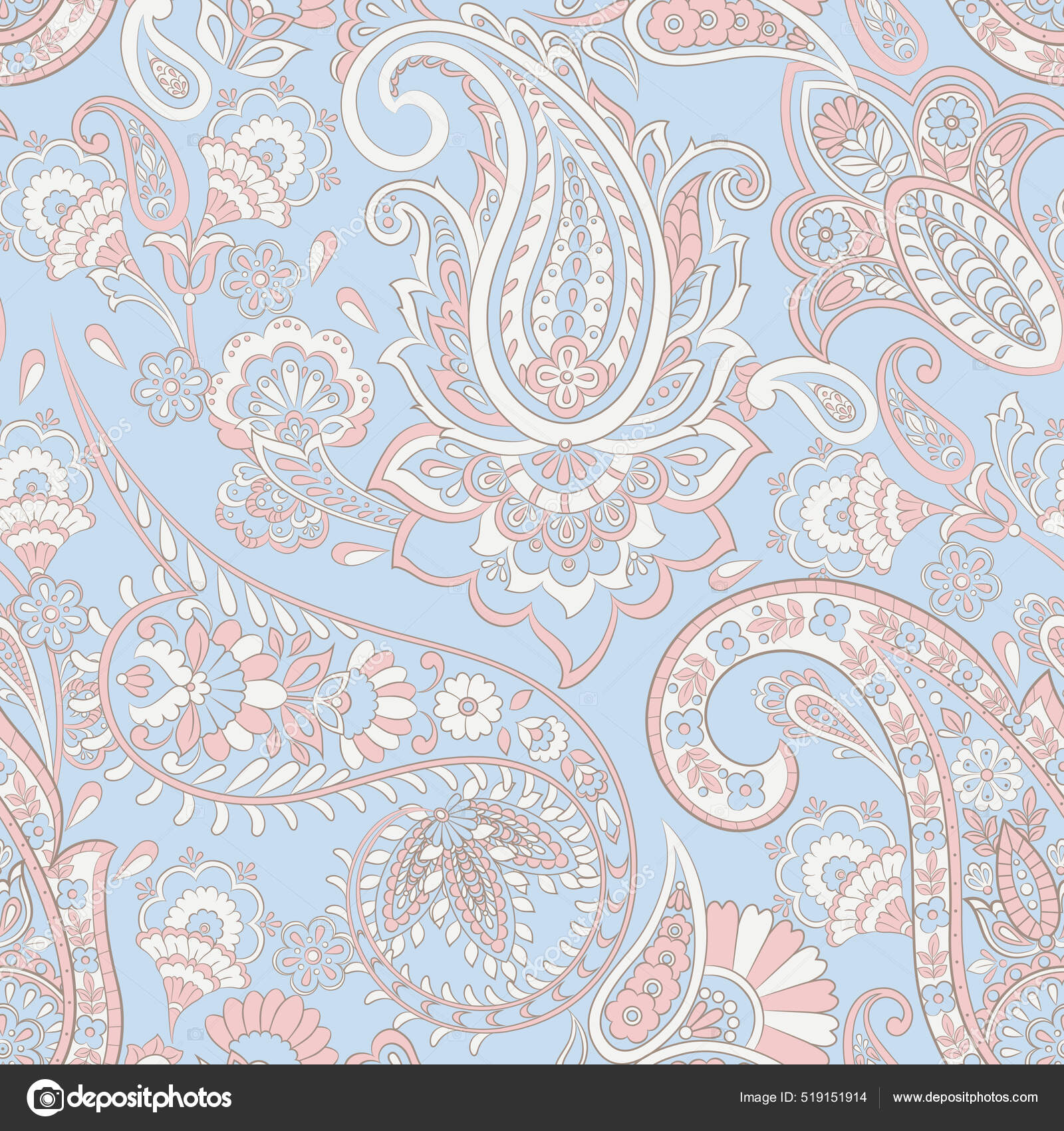 Paisley Ornate Damask Background Vector Vintage Pattern Stock Vector ...