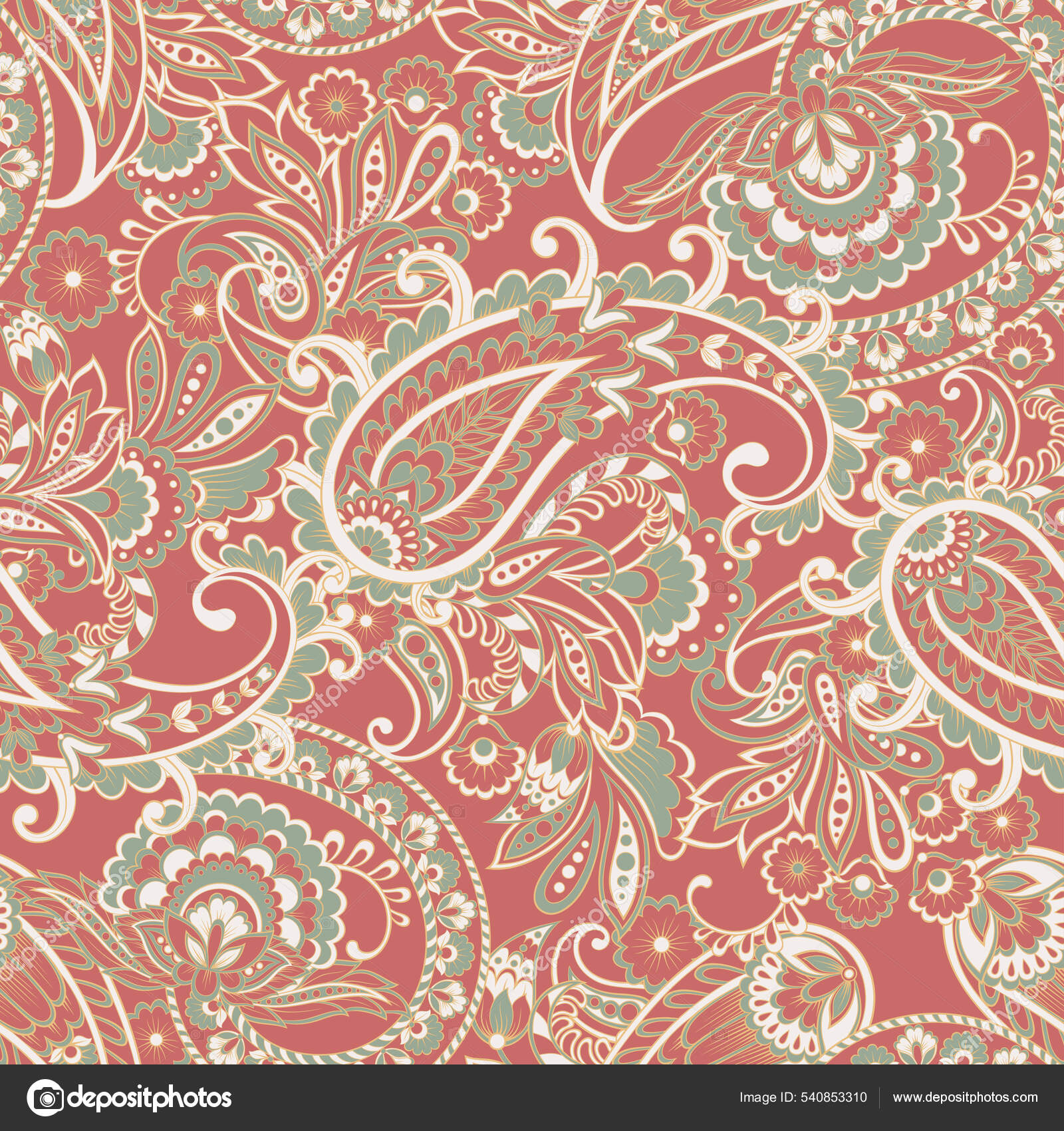 Patrón Paisley Inconsútil Floral Vector de stock #540853310 de ©meduzzza