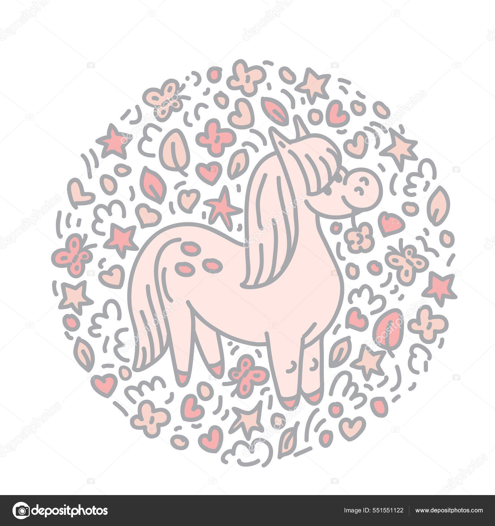 Cute Little Pony Vector Illustration Stock Vector by ©meduzzza 551551122
