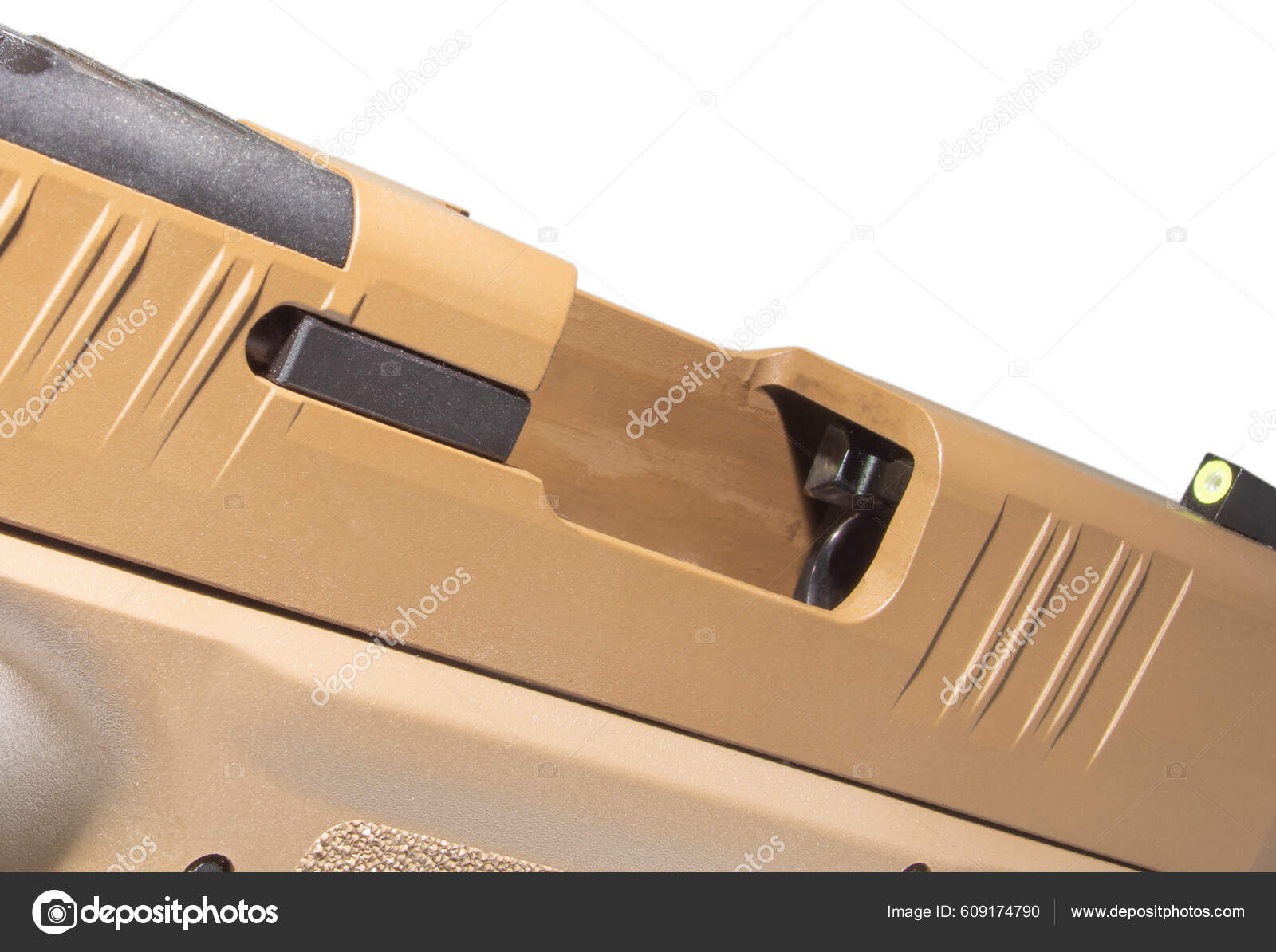 Empty Semi Automatic Pistol Chamber Isolated White Stock Photo by ...