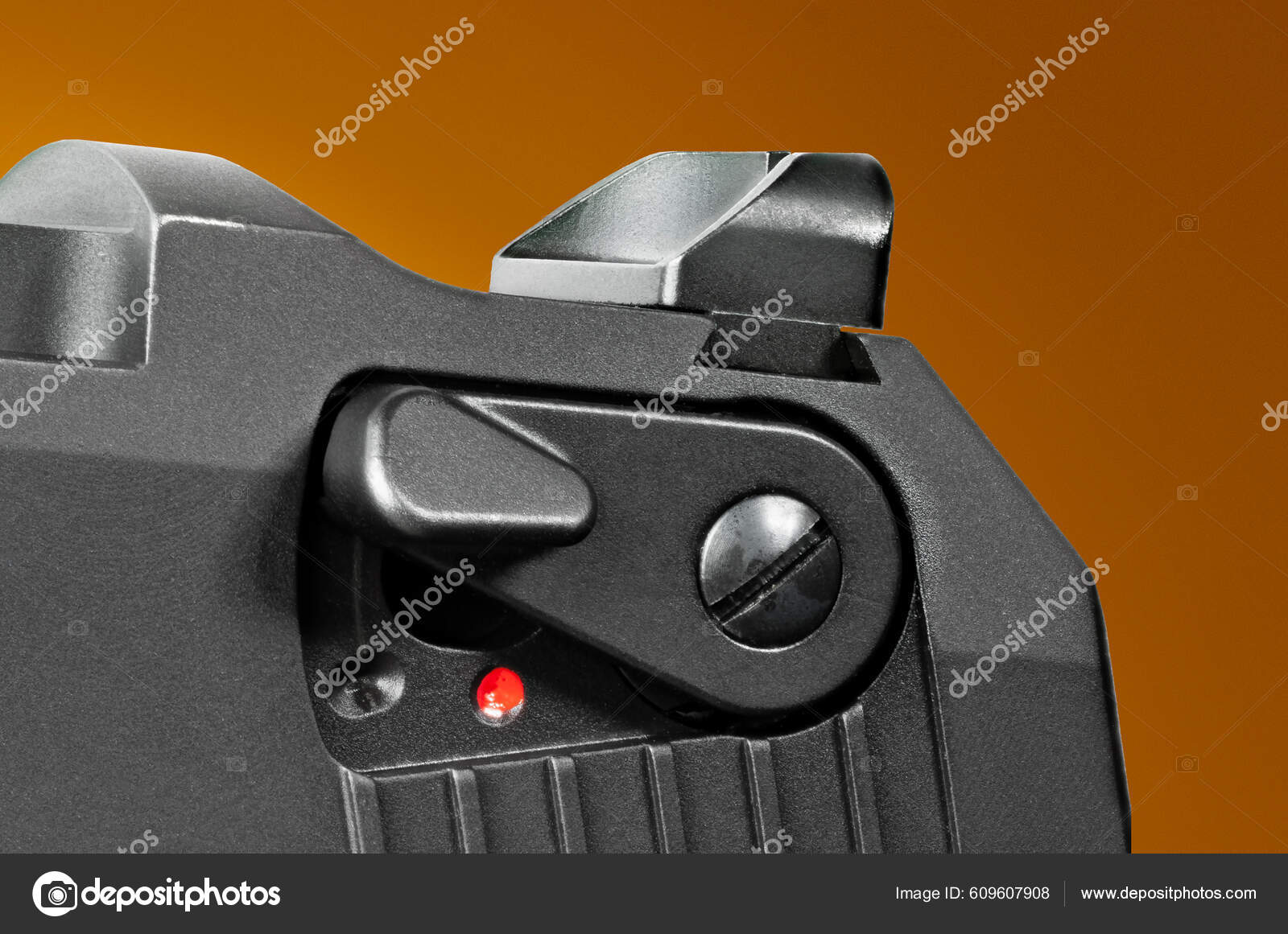 Red Dot Indicating Safety Semi Automatic Pistol Brown Background ...