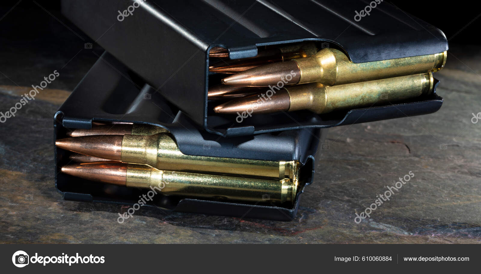 Metal Magazines Loaded Bullets Dark Stone Stock Photo by ©gsagi 610060884