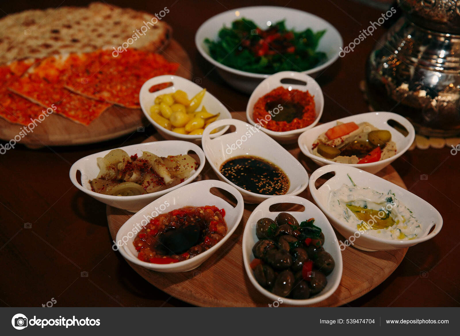Traditional Turkish Greek Dinner Meze Table — Stock Photo ...