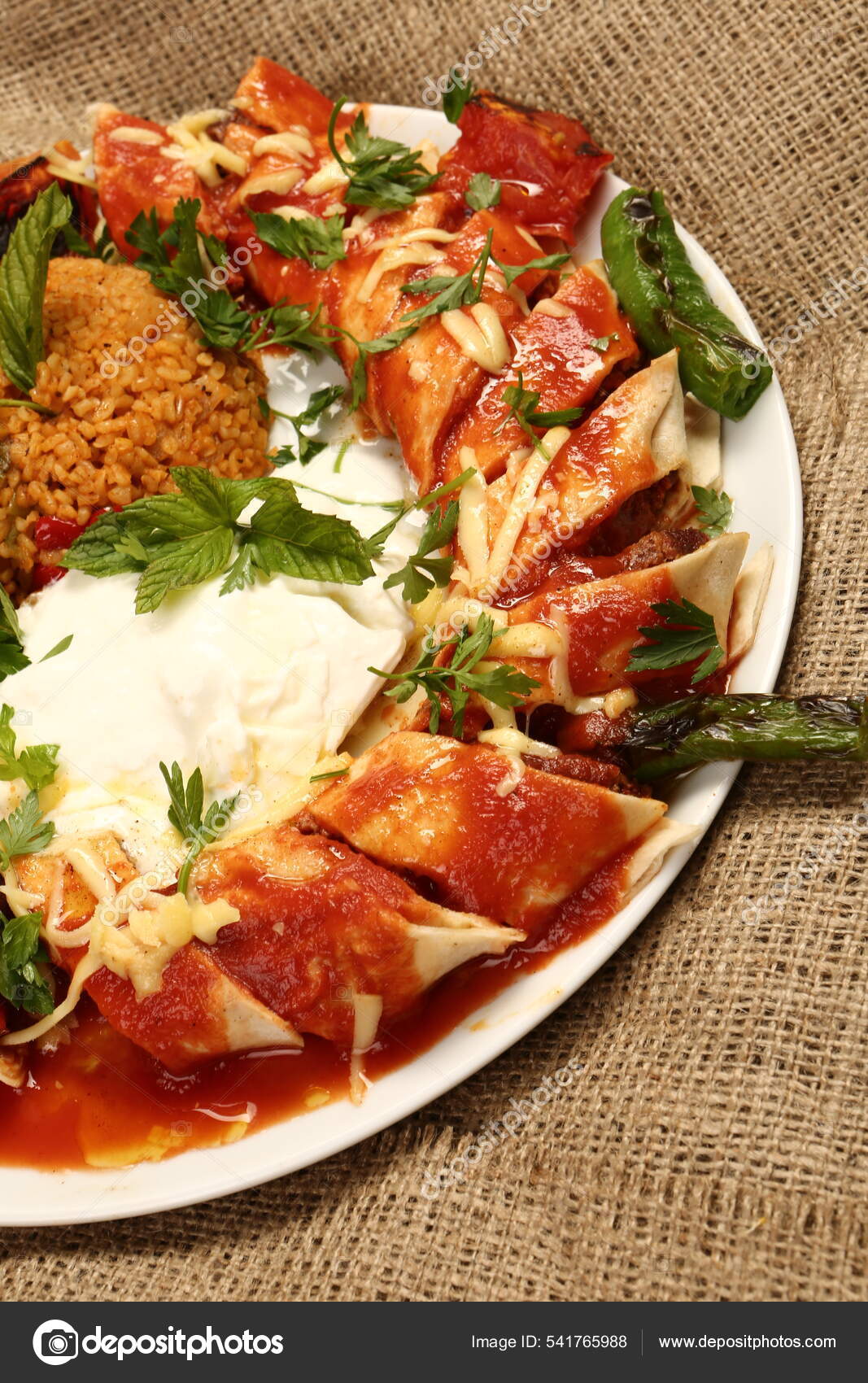 Turkish Beyti Kebap Garnished Vegetables Stock Photo by ©utkudemirsoy ...