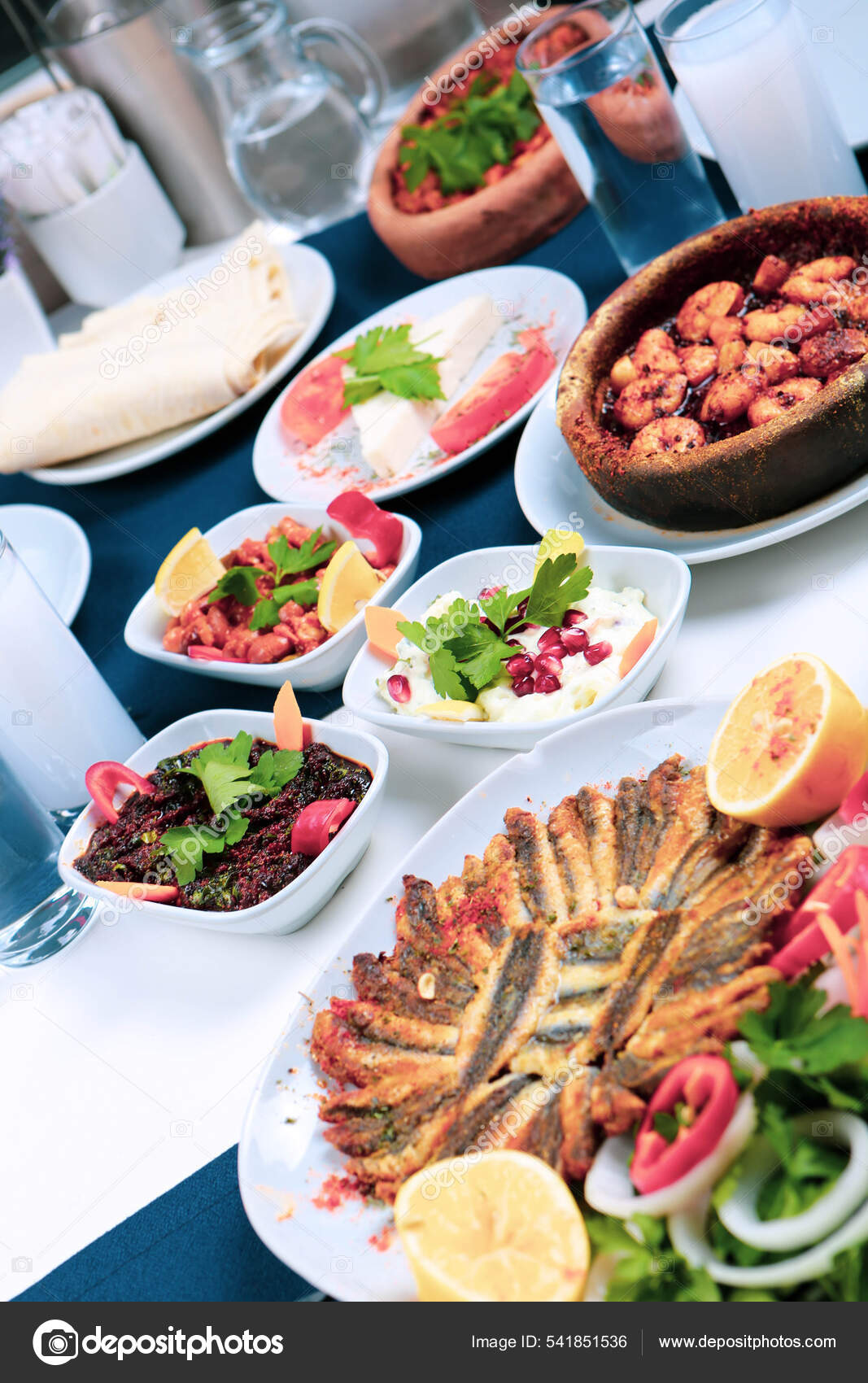 Traditional Turkish Greek Dinner Meze Table — Stock Photo ...