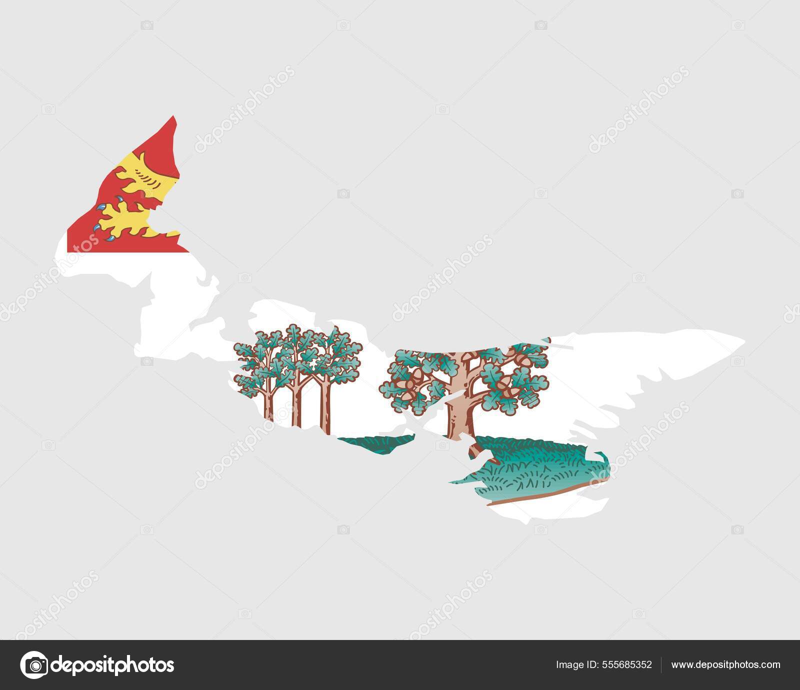 Mapa Prince Edward Island Bandera Mapa Canadá Con Bandera Provincia ...
