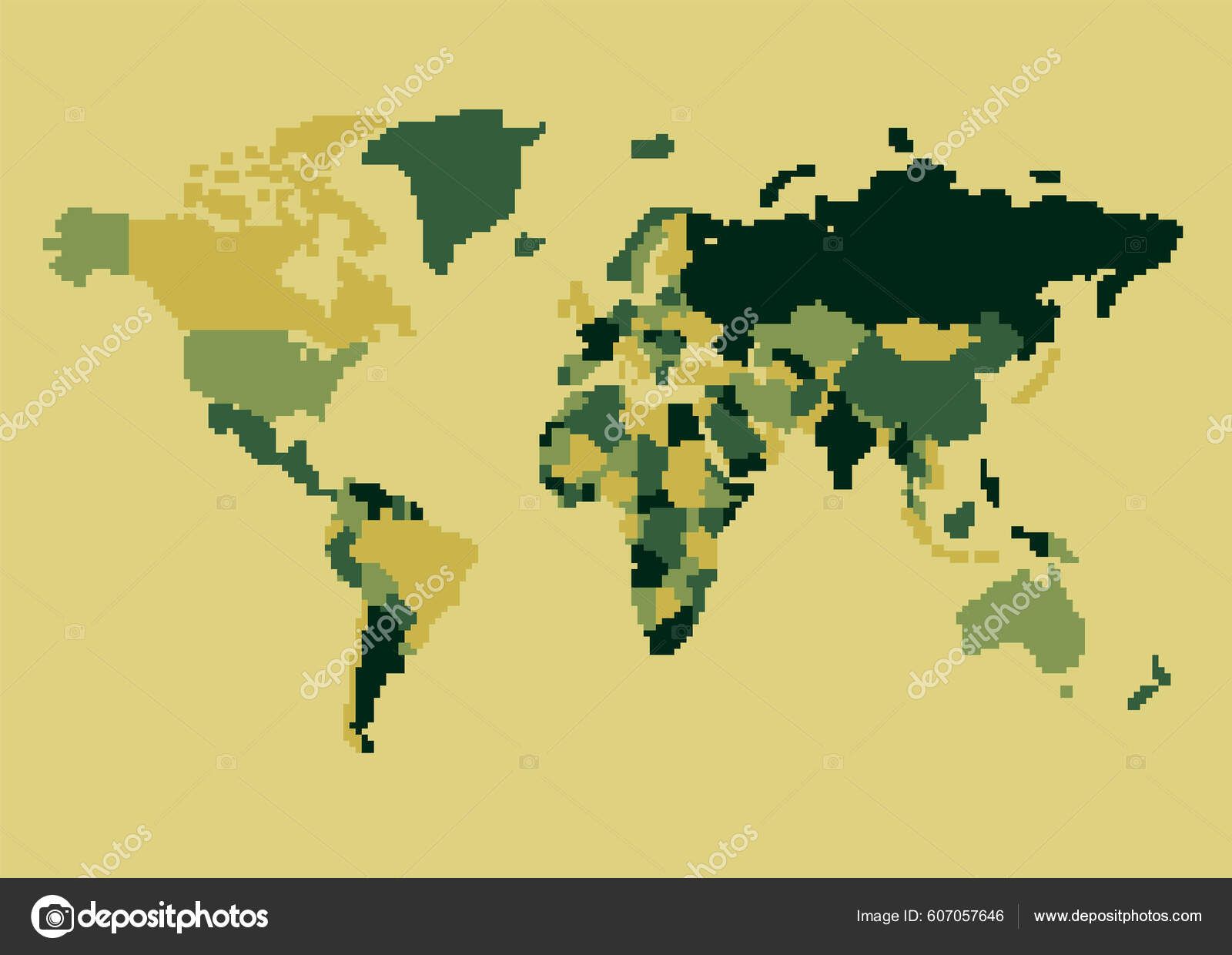 Military Khaki World Map Green Gradient Colors Stock Vector by ©mastiks ...