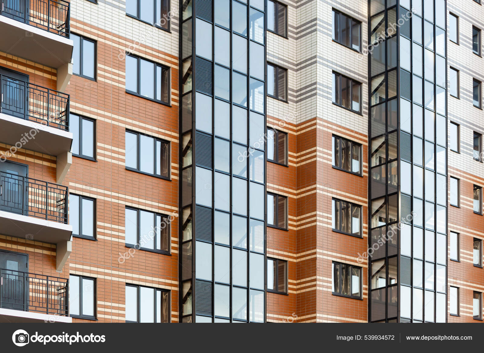 Modern multi-family housing, residential building facade with aluminum ...